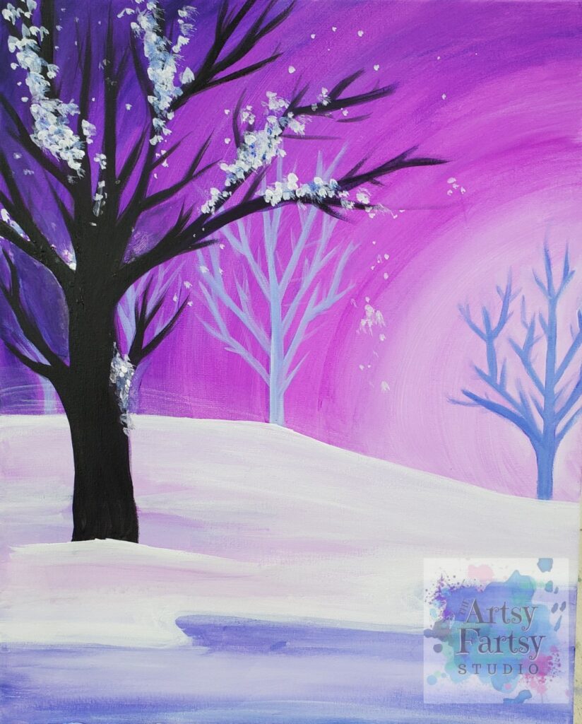 Chilly Winter Landscape – Yuma’s #1 Paint & Sip Studio